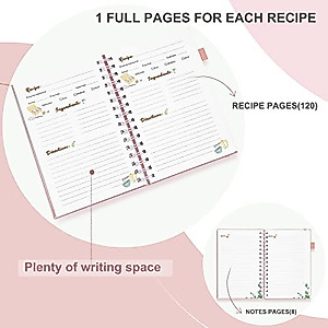 JUBTIC Recipe Book to Write in Your Own Recipes,Sprial Hardcover Personal Blank Recipe Book, Make Your Own Family Cookbook with Gold Foil Stickers, Recipe Journal Hold 120 Recipes - Gold