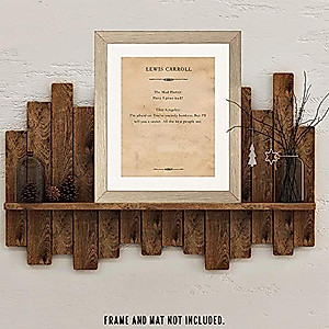 Lewis Carroll Alice in Wonderland Mad Hatter Quote Print, 1 (11x14) Unframed Typography Book Page Photos, Wall Art Decor Gifts Under 15 for Home Office Man Cave School Student Teacher Literary Fan