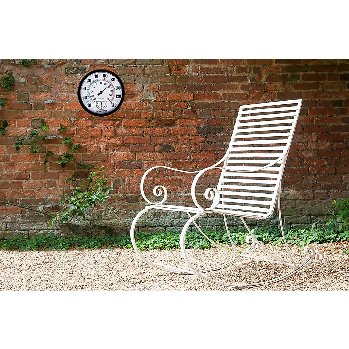 Indoor Outdoor Thermometer Large Wall Thermometer-Hygrometer Waterproof Does not Require Battery (Black)