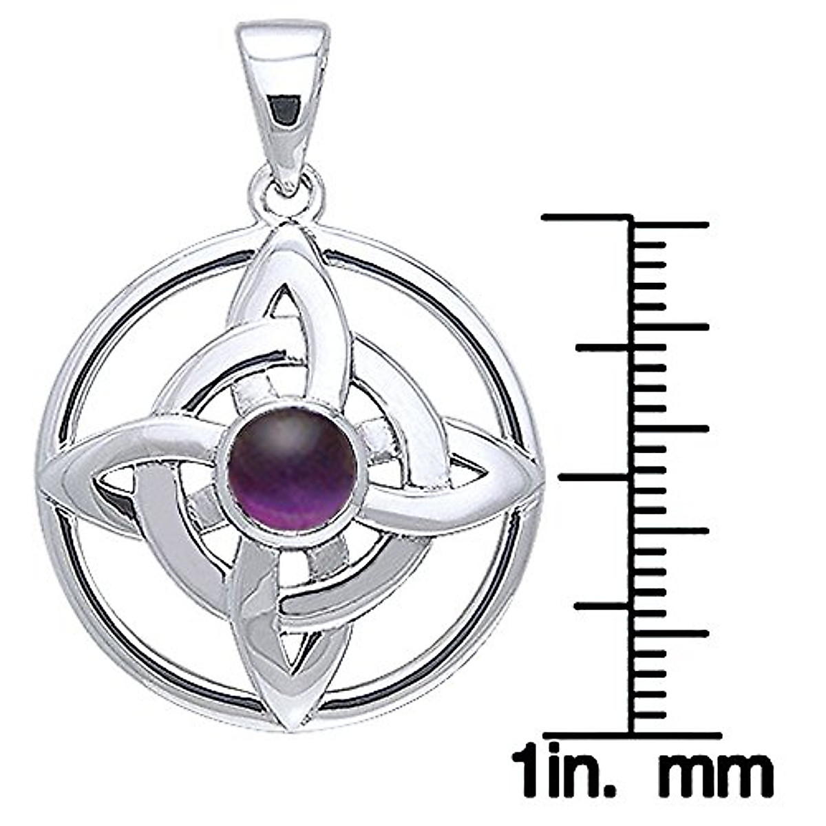 Jewelry Trends Sterling Silver Celtic Quaternary Knot Pendant with Purple Amethyst