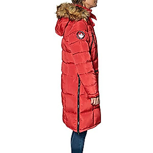 CANADA WEATHER GEAR Women's Faux Fur Insulated Long Puffer Coat Red Size M