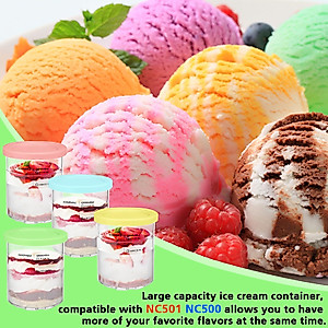 RYSIMWU For Ninja Creami Deluxe Pints and Lids 4 Pack, NC500 NC501 Ice Cream Pint fit for Ninja Delux Ice Cream Maker, 24 oz. food container for Ninja Creami Deluxe,Dishwasher Safe. (4)