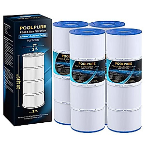 POOLPURE PLFPCC80 Pool Filter Replaces Pentair CCP320, Pleatco PCC80-PAK4, Unicel C-7470, R173573, Filbur FC-1976, 178580, 817-0081, Clean and Clear Plus 320, L x OD:20"x 7", 4X80 sq.ft. Cartridge
