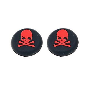 Silicone Skull Thumb Grip Cap Gamepad Joystick Cover Case for Sony PS3 PS4 Slim Pro Xbox One Xbox 360 Controller (Red)