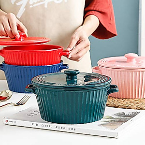 Eddie's Home ceramic round shape pot,Binaural handle,40oz-4 shine colors,for soup and steaming (Green)