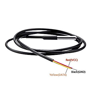 Eiechip® 5PCS Waterproof Temperature Probe Thermometer DS18B20 1M with Heat Resistance Thermal Cable