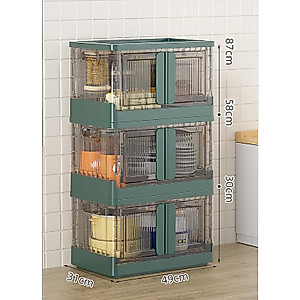 Luseba Storage Bins with Lids 3 Pack - Collapsible Plastic Storage Bins, 8.4 Gal Folding Storage Box, Stackable Storage Bins for Closet Organizer, Double Open Kitchen Storage Container