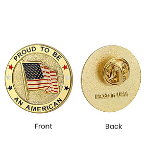 10 Pack Round American Flag Pin- Pround to Be An American Pin, Gold US Flag Lapel Pin for Memorial Day, Flag Day, Independence Day, Veterans Day