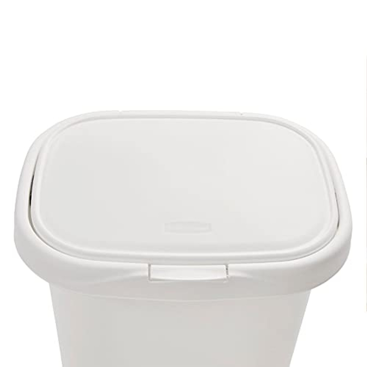 Rubbermaid 13.25 Gallon Rectangular Spring-Top Lid Kitchen Wastebasket Trash Can for Tall Trashbags, White (4-Pack)