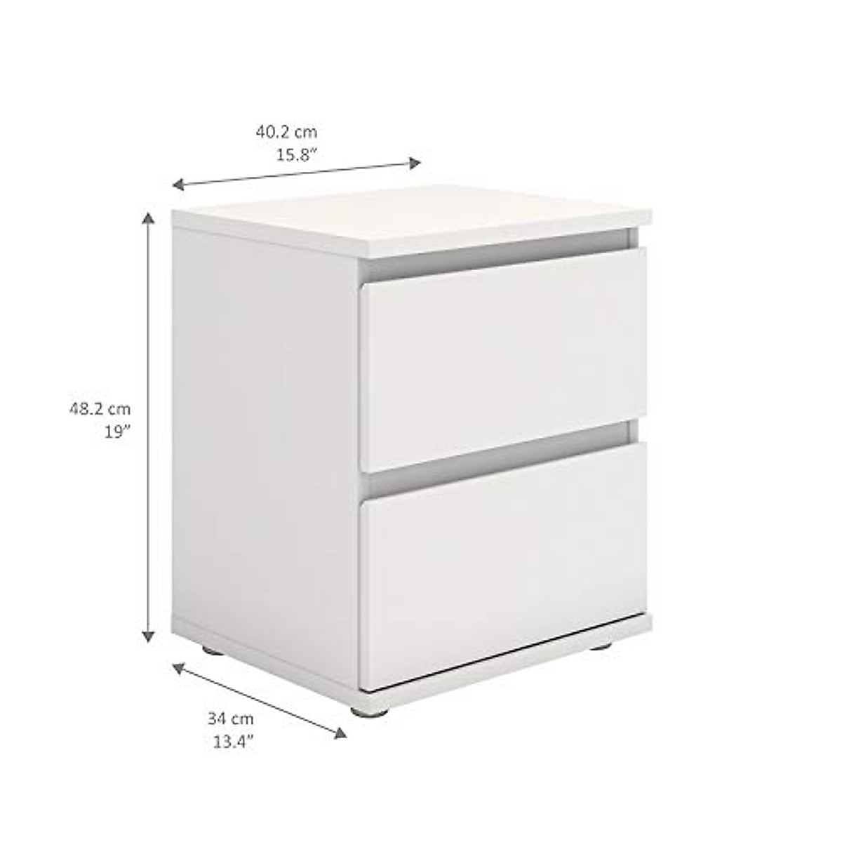 Tvilum 2 Drawer Bedroom Nightstand Nighstand, White