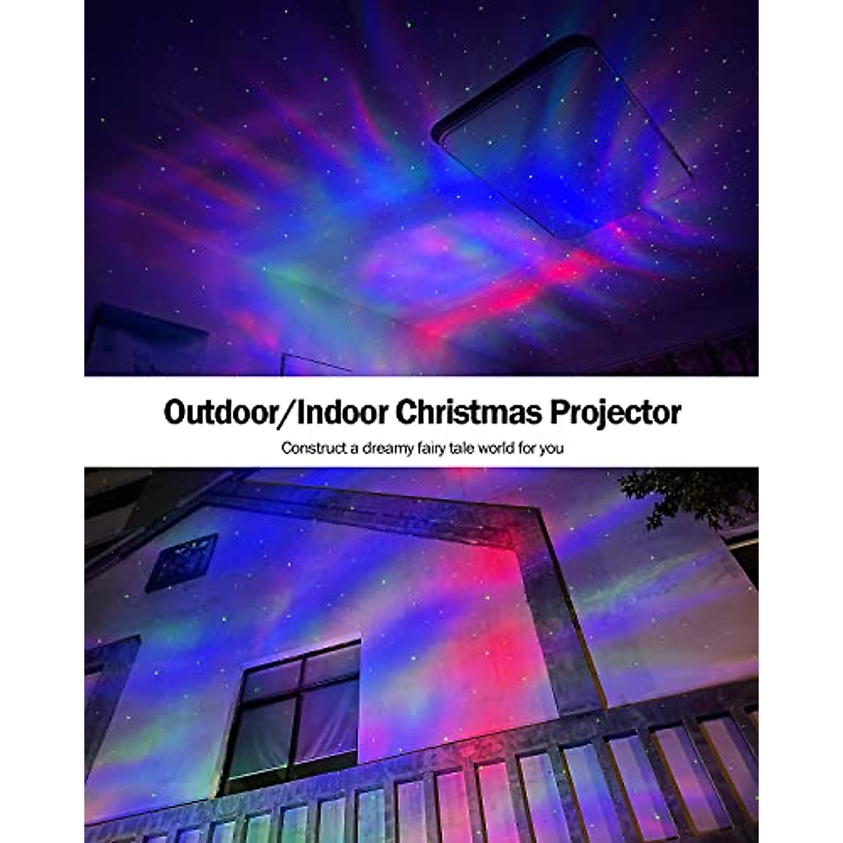 Lunmore Firefly Garden Lights Star Projector Laser Christmas Lights with Colorful LED Background Light