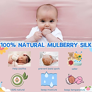 PROMEED 100% Mulberry Silk Crib Sheet for Baby Hair, 23 Momme Silk Bassinet Slip for Baby Bald Spots, Soft and Safe Silk Cot Sleeve for Everyday Use (Pink)