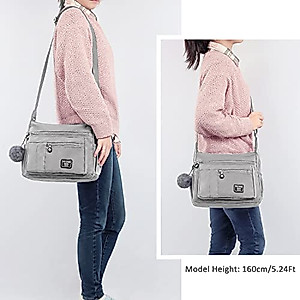 Women Shoulder Handbag RFID Roomy Crossbody Purse Multiple Pockets Bag Ladies Fashion Tote Top Handle Satchel (Silver Grey)