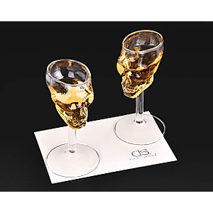DS. DISTINCTIVE STYLE Skull Shot Glass 2 Pieces Double Shot 75 Milliliter 2.5 Ounce Whiskey Glass