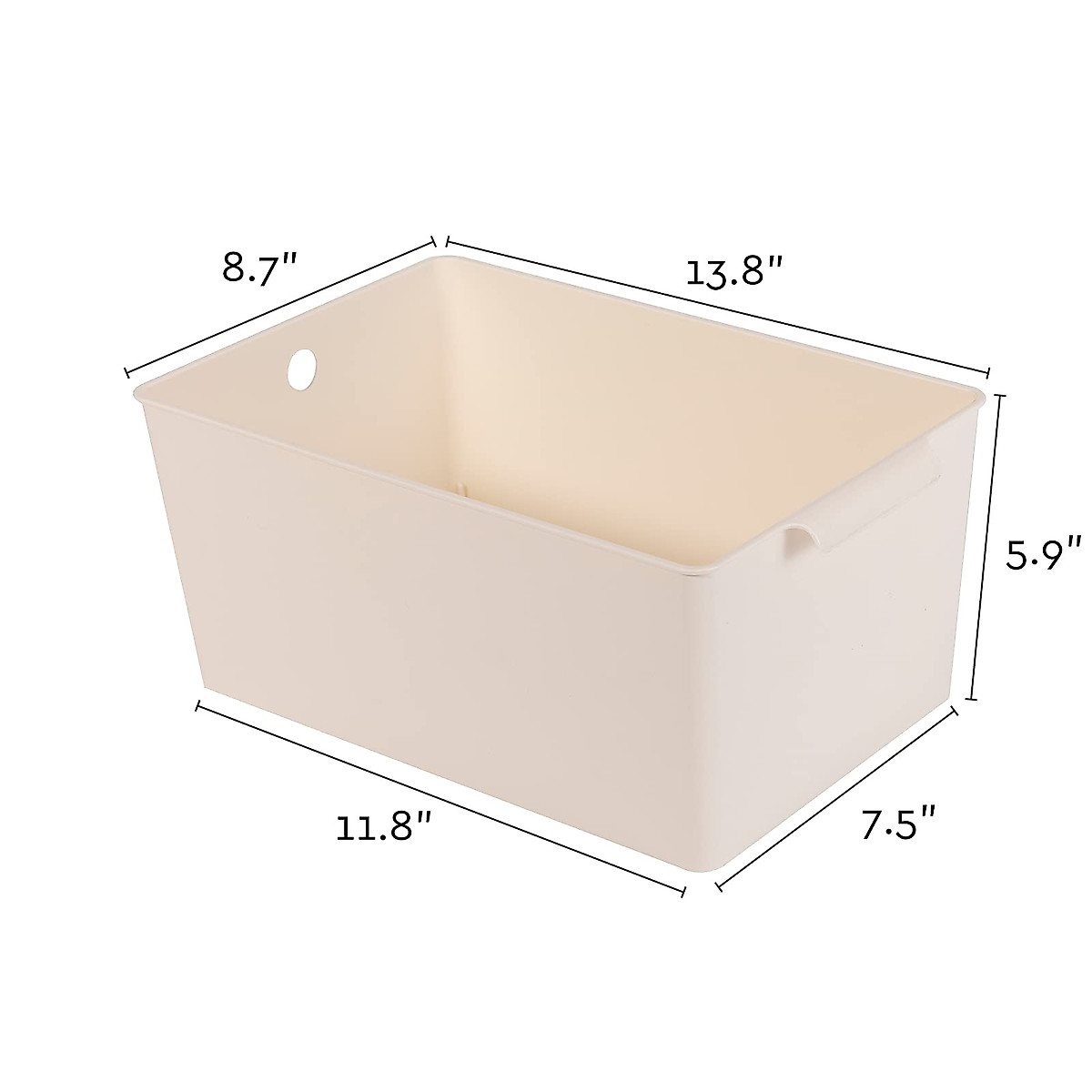 LUFOFOX Set of 2 Plastic Storage Baskets for Shelves with Labels,Small Pantry Organizer,White Storage Tray Baskets for Kitchen,Countertop,Cabinet, Bedroom,Office and Bathroom(Large,White)