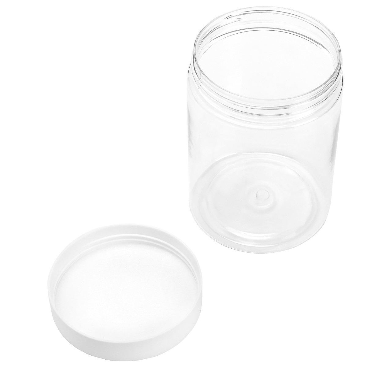 YUENPUN 30 PCS 10 OZ Slime Containers with White Lids, Wide Mouth Small Plastic Cosmetic Jars, Clear Plastic Slime Containers, Round Storage Jars for Lotion, Cream, Beauty Products