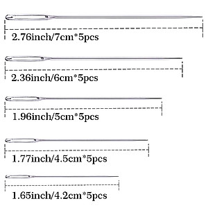 25Pieces Hand Sewing Big Eye Needles Sharp Needle，with Solid Wood Needle Case for