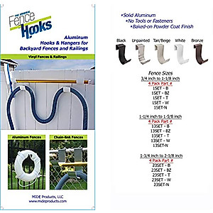 MIDE Products 13SET-T Hooks, Fits 1-1/4 Inch to 1-5/8 inch Fence or Railing, Tan/Beige