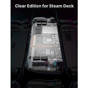 JSAUX Transparent Back Plate Compatible for Steam Deck, DIY Clear Edition Replacement Shell Case Compatible with Steam Deck, Buttons with Three Different Heights and Feel - PC0106 [Crystal]