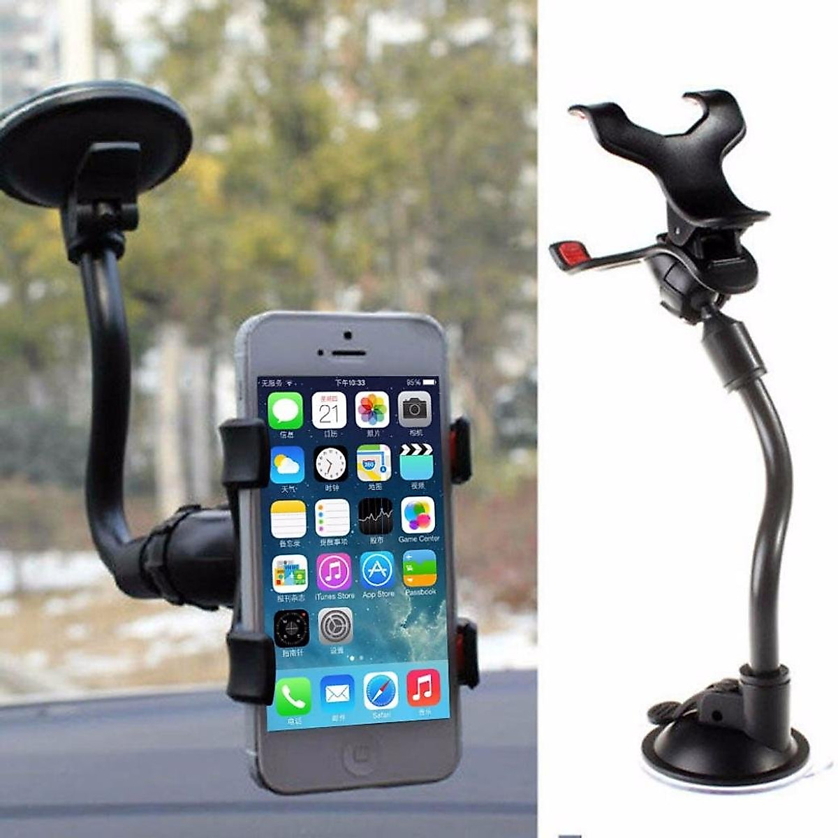 IEason Cellphone iPhone 360Rotating Universal Car Windshield Mount Stand Holder Support (Black)
