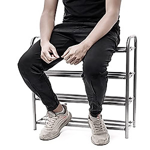 GUANJUNE 4 Tier Extendable Shoe Rack Organizer,Heavy Duty Metal Shelf Organize Holds Upto 20 Pairs Shoes,Space Saver Rack for Wardrobe