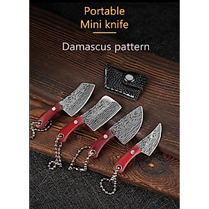 tzprol Mini Knife Set, Mini Pocket Knife Set, Chef Knife EDC Knives Small Knife Cleaver,Box Cutter,Package Opener,Bottle Opener,Keychain Tiny Things with Pocket - Set of 5