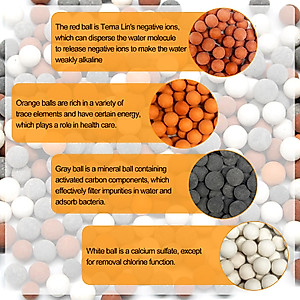 BLMHTWO 3 Packs Replacement Anion Mineral Shower Head Bead Four Color Shower Head Beads Shower Filter Water Stone Beads Filtration Mineral Beads Stones Balls Suitable for Filtered Shower Head