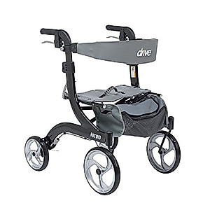 Drive Medical RTL10266BK-H Nitro Aluminum Rollator, Hemi Height, 10 Inch Casters, 1 Count (Pack of 1)