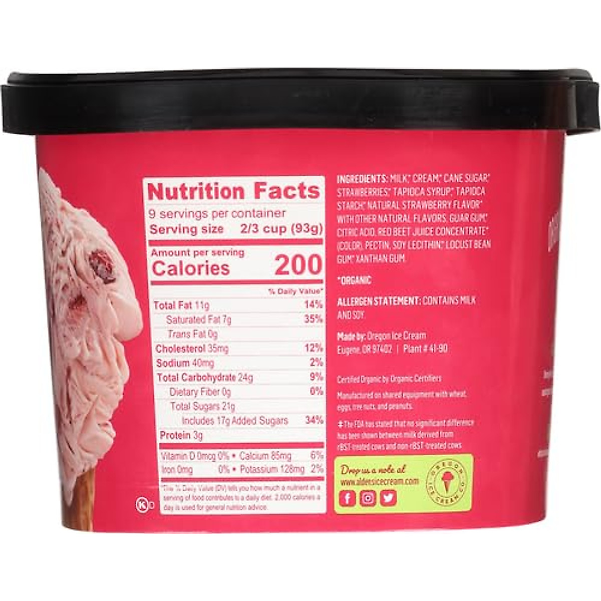 Alden's, Organic Strawberry Ice Cream, 48 oz (Frozen)