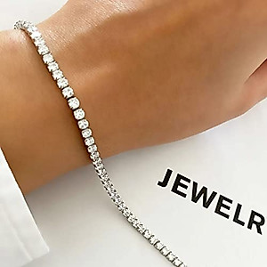 HAXIYA Tennis Necklace Set for Women Crystal Bracelet Diamond Earrings Wedding Jewelry for Bride Sterling Silver Jewelry Sets Pack of 3