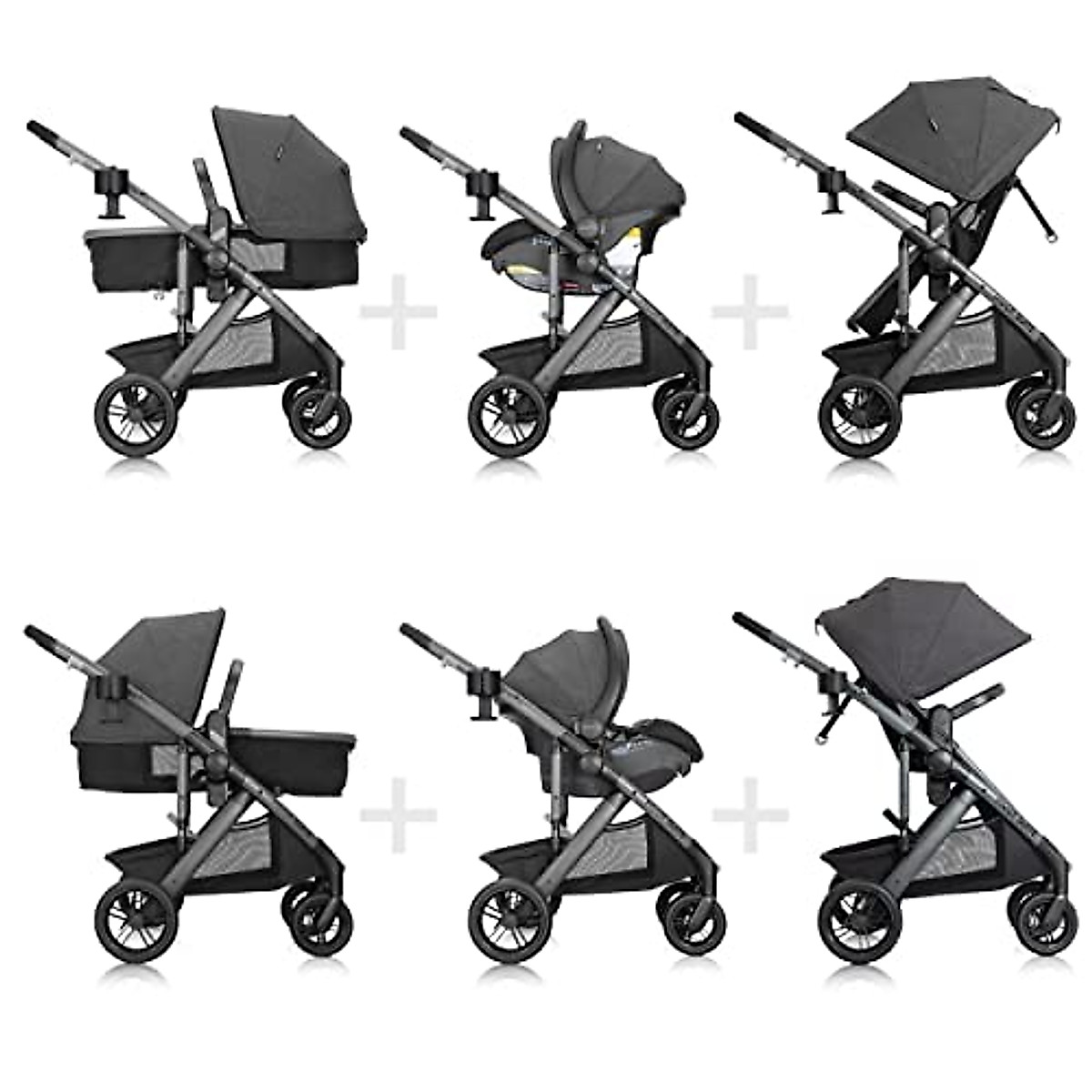 Evenflo Pivot Suite Travel System with LiteMax Infant Car Seat with Anti-Rebound Bar Devon Gray