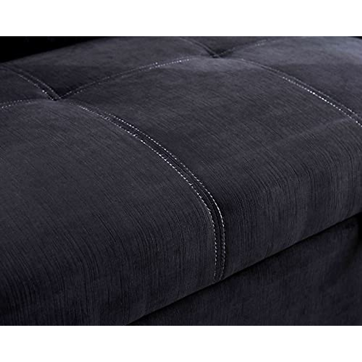 Tulib Reversible Sectional Sofa with Chaise, Sleeper Couch Storage and Pull Out Bed, Button Tufted Nail Head Trim Seating Furniture for Living Room, 91 Black