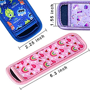 Hzran Ice Pop Sleeves, 8 Pieces Ice Pop Neoprene Insulator Sleeves, Freezer Popsicle Holder Sleeves, Colorful Ice Sleeves Holder Bag, Reusable Washable Ice Popsicle Holders for Kids.