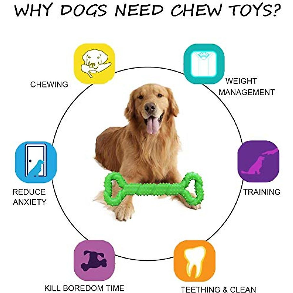 LECHONG Durable Dog Chew Toys 13 Inch Bone Shape Extra Large Dog Toys with Convex Design Strong Tug Toy for Aggressive Chewers Medium and Large Dogs Tooth Cleaning