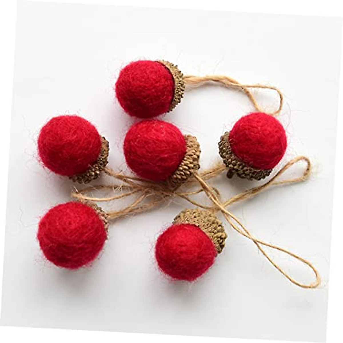 WATIIFUFU 12pcs Felt Pine Cones Christmas Tree pinecones Christmas Felt Ball Garland Felted Acorn Garland Artificial Pine Cone Christmas Hanging Bunting Ornament red Felt Winter Stockings