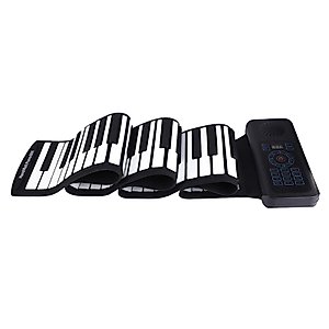 Roll Up Piano 88 Keyboard Aufrollbares Klavier Tasten,Electronic Keyboard Hand Rolling Up Piano Built in 1100mAh Li on Battery(Rolling Up Piano+Pedal+USB Cable+DC Power Cable+Storage Bag)