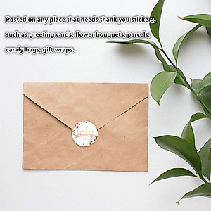 Small Business Stickers Thank You for Supporting My Business Stickers Round Floral Thank You Sticker Roll for Small Business Owners, Bakeries or Handmade Goods, 500Pcs/Roll