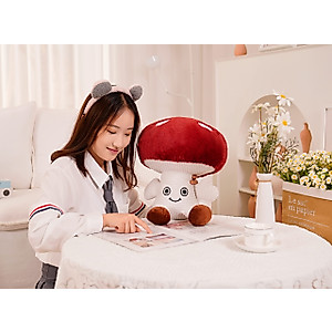 Rorutose Cute 3D Mushroom Plush Pillow Stuffed Pillow for Holiday, Birthday, Interior Decoration Garden Wedding Decoration (A Small Pillow)