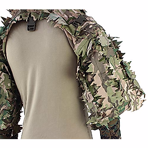 ROCOTACTICAL Sniper Ghillie Viper Hood with 3D Laser-Cut Leaves, Tactical Ghillie Suit Foundation for Wargame, Hunting, Airsoft, Sniper Coat, CP Multicam