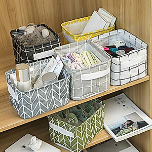 Kamuavni Foldable Storage Basket Small Collapsible Canvas Containers Organizers with Handle for Home Decor or Storing Toys, Keys, Sundries, Little Crafts, 9 Pack