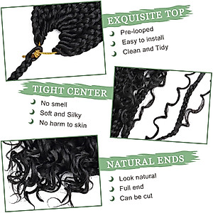 8 Packs Goddess Box Braids 10 Inch Pre-looped Bohemian Crochet Boho Box Braids With Curly Ends 3X Crochet Braids Hair for Women Synthetic Braiding Hair 16 Strands (#1B)