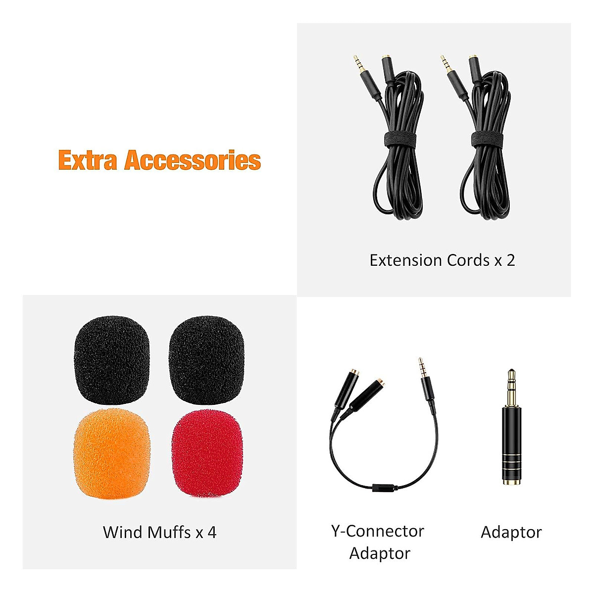 Lavalier Lapel Microphone Complete Set - Professional Omnidirectional Condenser Grade Audio Video Recording Mic for Android/iPhone/PC/Camera for Interview, YouTube, Video Conference, Podcast