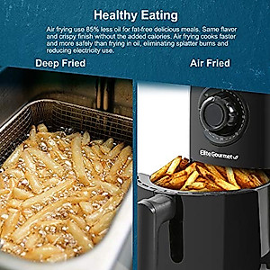 Elite Gourmet EAF1121 Personal 1.1 Qt. Compact Space Saving Electric Hot Air Fryer Oil-Less Healthy Cooker, Timer & Temperature Controls, 1000W