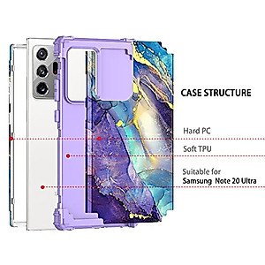 Rancase Compatible with Note 20 Ultra Case,Three Layer Heavy Duty Shockproof Protection Hard Plastic Bumper +Soft Silicone Rubber Protective Case for Samsung Galaxy Note 20 Ultra,Purple