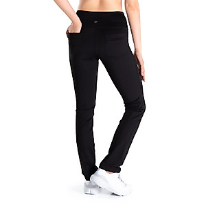 Yogipace,2 Back Pockets,Petite Women's 29" Fleece Lined Thermal Yoga Straight Leg Warm Sweatpants Winter Snow Pants,Black,Size M