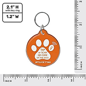 MYLUCKYTAG NFC & QR Code Smart Pet ID Tag Personalized Dog Cat Tag, Online Pet Profile, Pet Location Alert Email, Digital Pet Tag, Quiet Pet Tag, Durable Pet ID, Dog Collar Tag