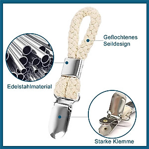 4Pcs Braided Cotton Loop Metal Towel Clips Portable Traveling Clothespins Clip for Indoor Outdoor Clothesline Drying Towel Clips for Hanging On Wall