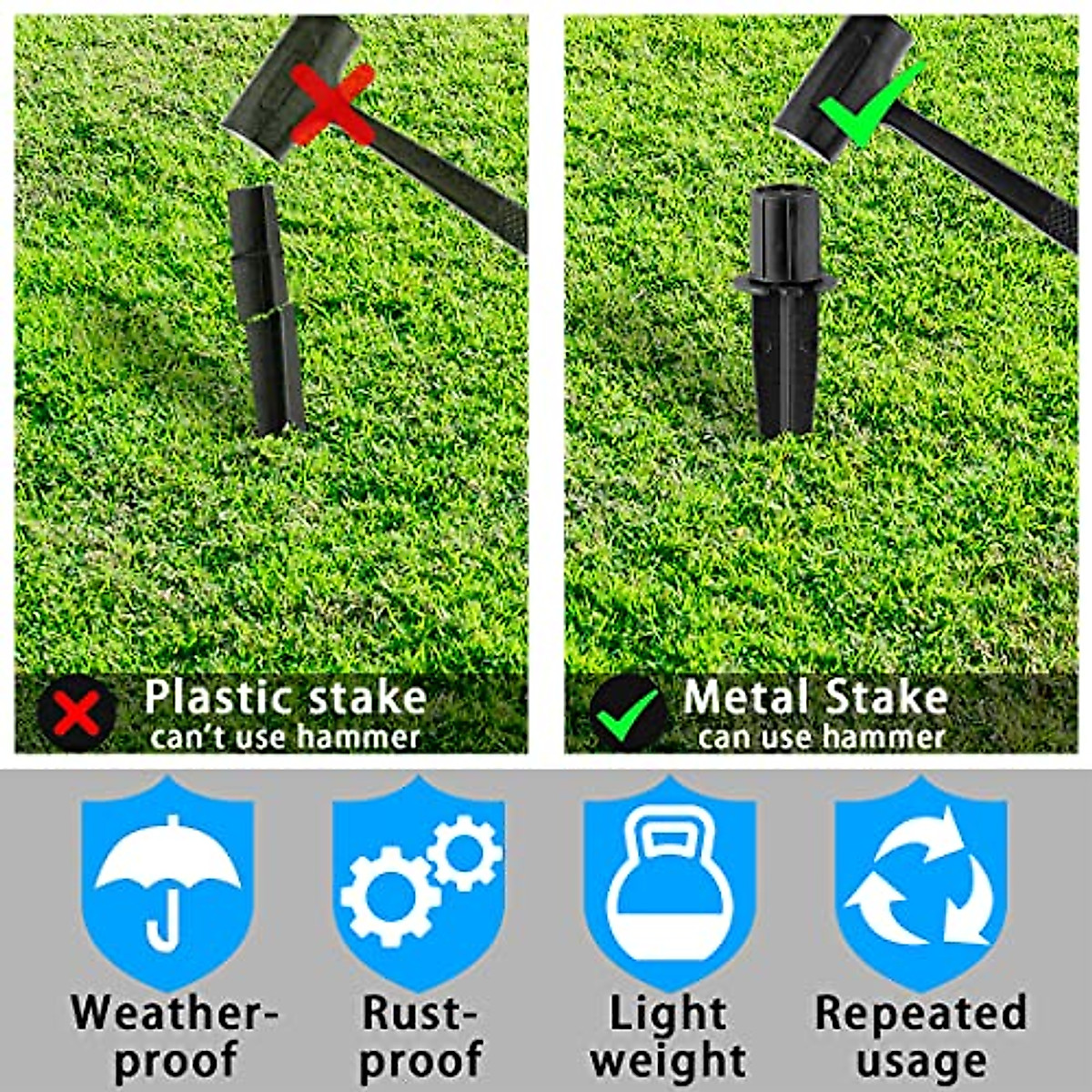 8 Pack Metal Stake Solar Lights Replacement Spike - Outdoor Ground Stakes for Garden Lights Landscape Yard Pathway Lamps Pole, 0.78 * 5.3 inch