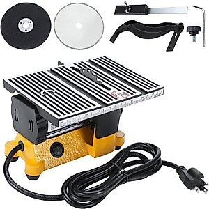 Yaegoo 4" Mini Table Saw, 60W 110V Portable Miter Saw Hobby Table Saw Bench Electric Cutting Machine for DIY Handmade Woodworking Crafts, 3 Blades