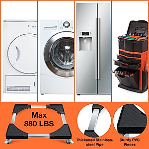 Furniture Dolly Cart Appliance Mini Fridge Stand Adjustable Washing Machine Stand Furniture Moving Roller with 2 Locking Swivel Wheels Universal Mobile Base Moving Wheel Cart for Dryer Refrigerator